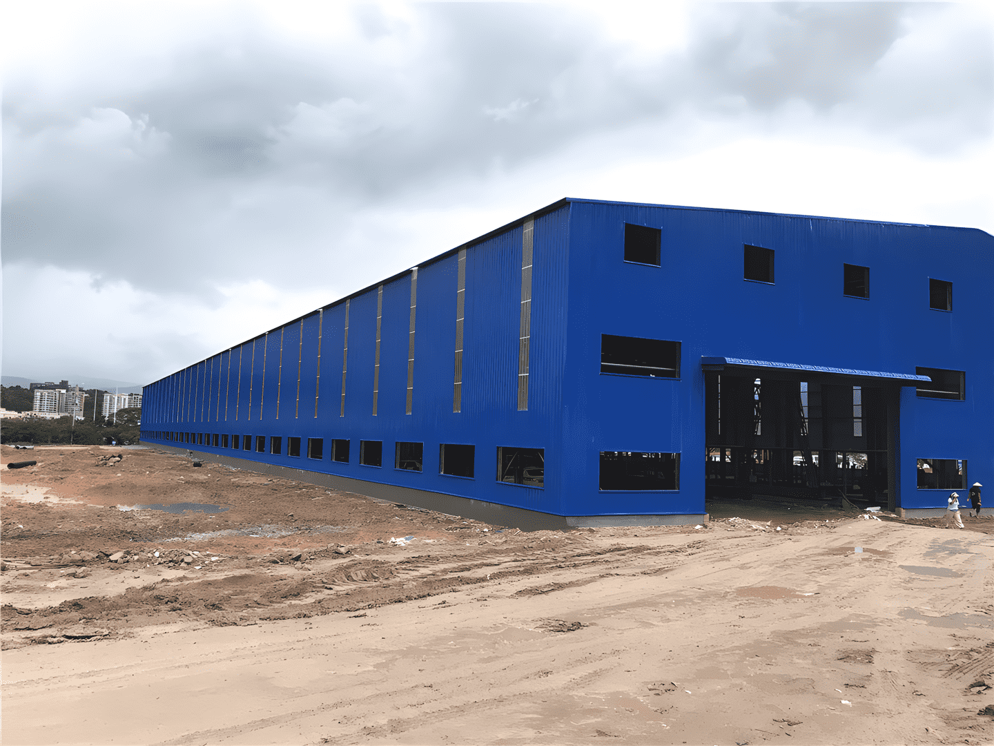 Industrial Warehouse with Gable Roof and Custom Coloured Appearance ...
